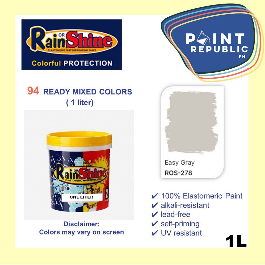Rain or Shine Elastomeric Paint Ready Mixed Colors - 1L (1 liter/quart ...