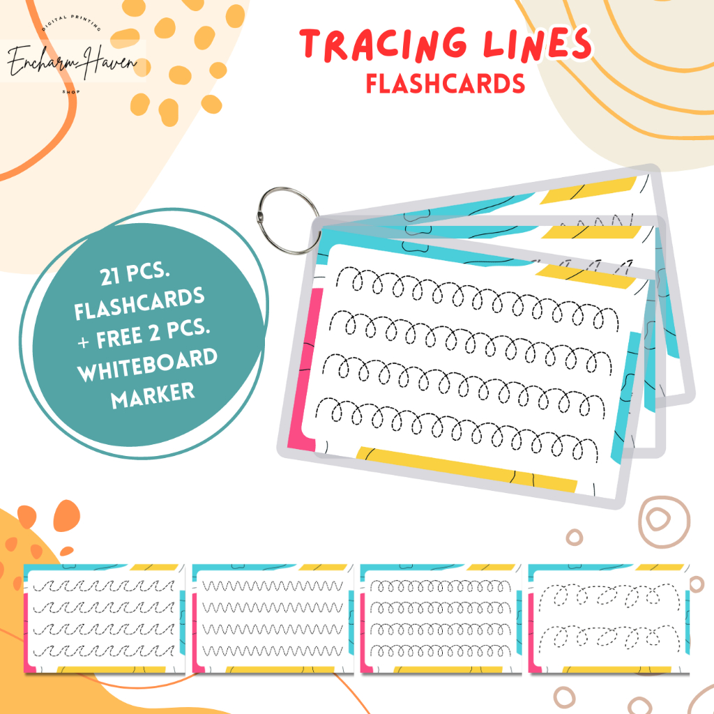 'TRACING LINES' Fully Laminated Educational Flashcards [21 pcs ...