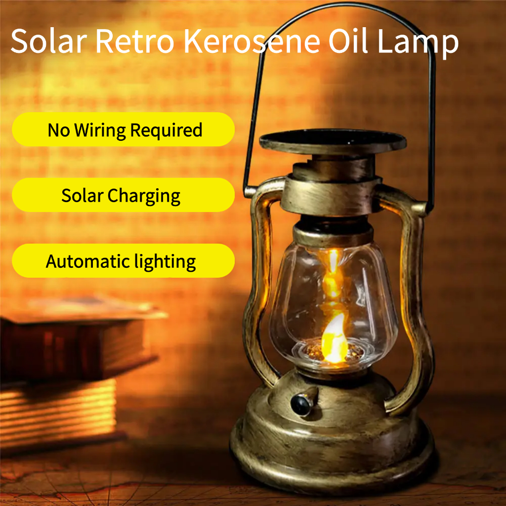 LED Solar Kerosene Light Lamp Waterproof Hanging Garden Retro Light Decor Gift Outdoor Lamp 3 ...