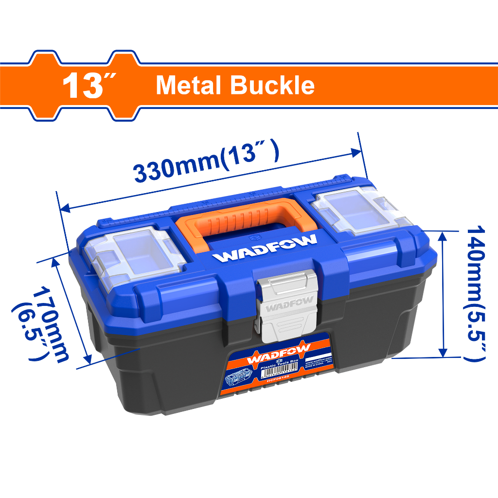 Wadfow Plastic Tool Box Organizer Storage Tools 13" Inch / 16" Inch Metal Latch Lock -TFM- WHT ...