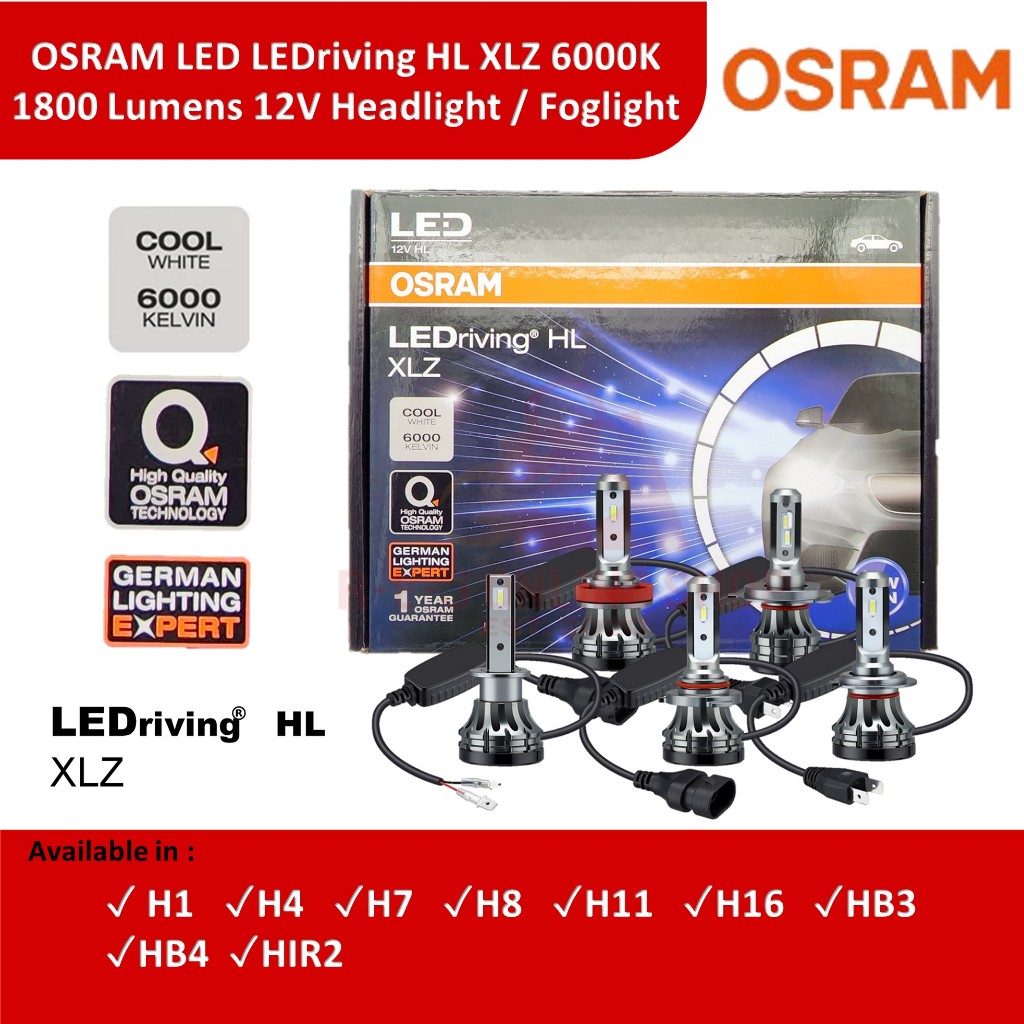 OSRAM LEDriving HL XLZ 6000K 1800 Lumens 12V Headlight / Foglight / H1, H4, H7, H8, H11, H16 ...