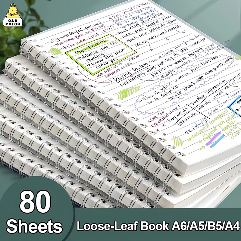 Loose-Leaf Book A6/A5/B5/A4 80Sheets Transparent Cover Line/Blank/Grid ...
