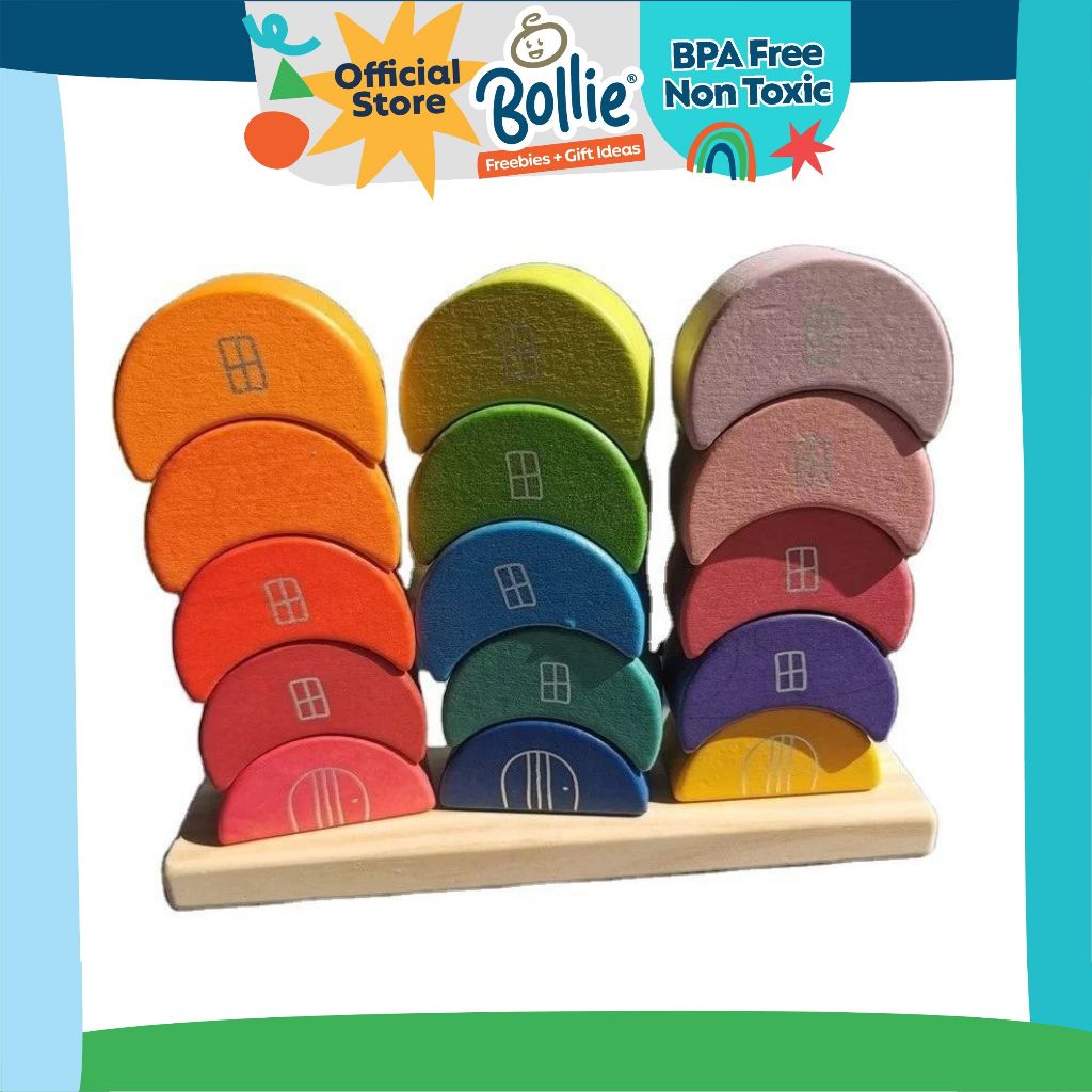 Bollie Baby Piling Game Moon Houses Stacking Block Set (Educational Toy ...