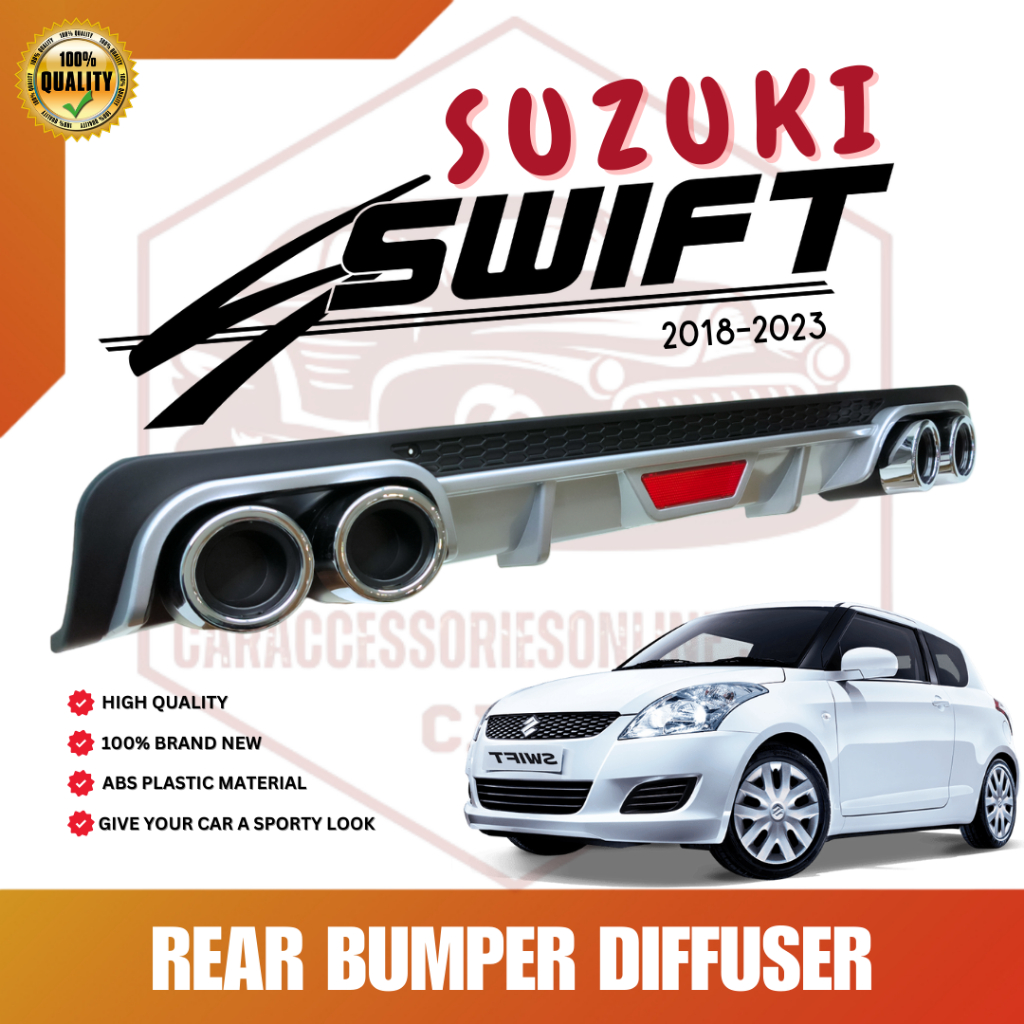 CAOS SUZUKI SWIFT 2018 2019 2020 2021 2022 2023 REAR BUMPER DIFFUSERS LIP (7190) | Shopee ...