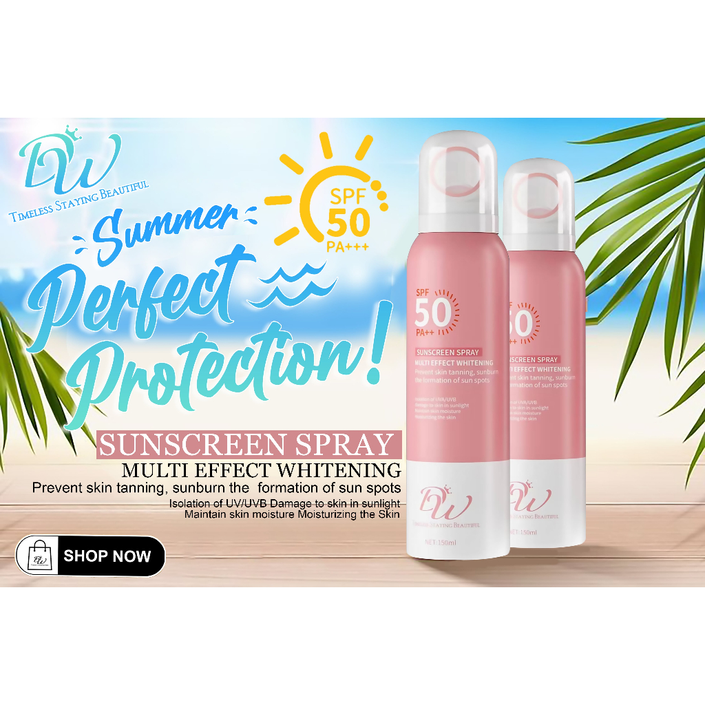 DW Waterproof Sunscreen Spray SPF50 PA++ For Face & Body All Day Anti ...