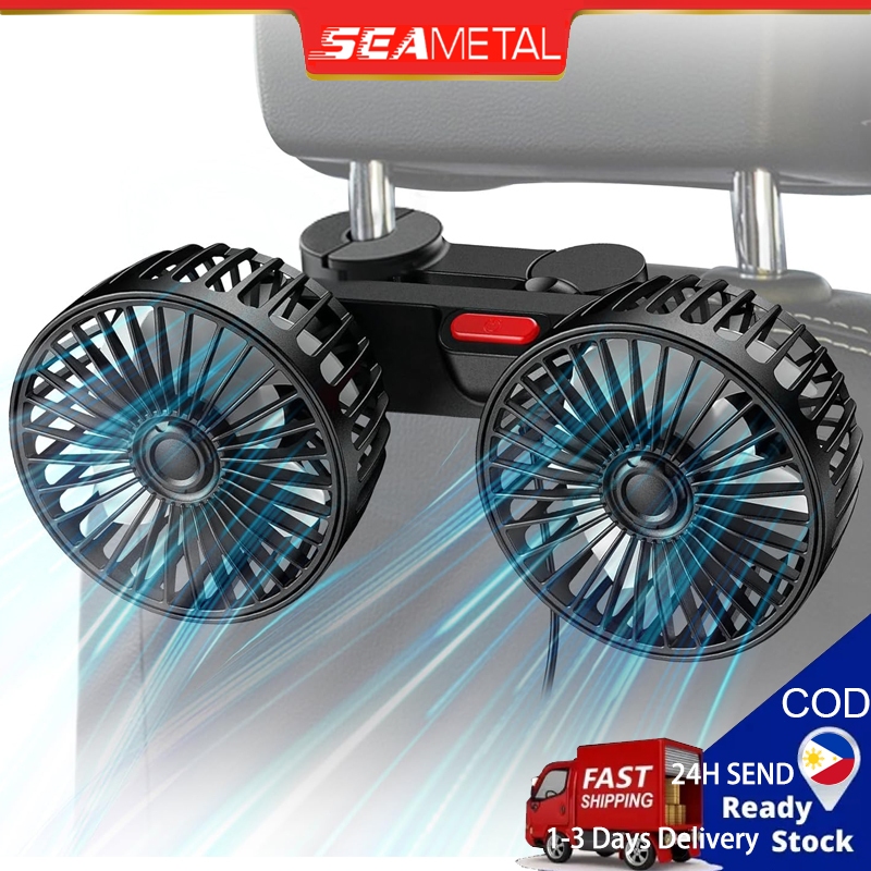 SEAMETAL Dual Head Car Fan USB 5V Backseat Headrest Electricfan Super ...