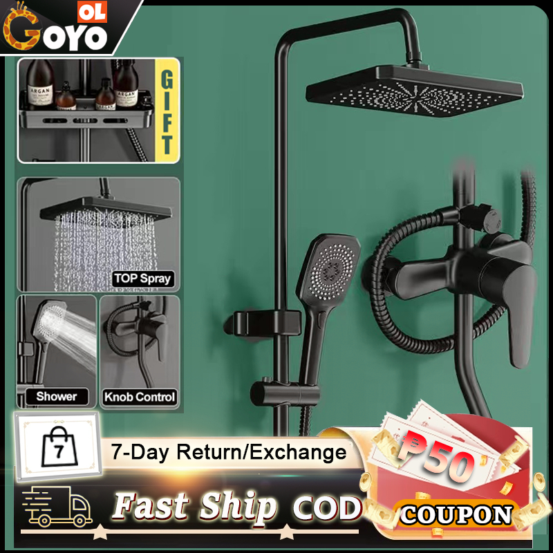 Modern home shower | 3-in-1 square shower head | obsidian black ...