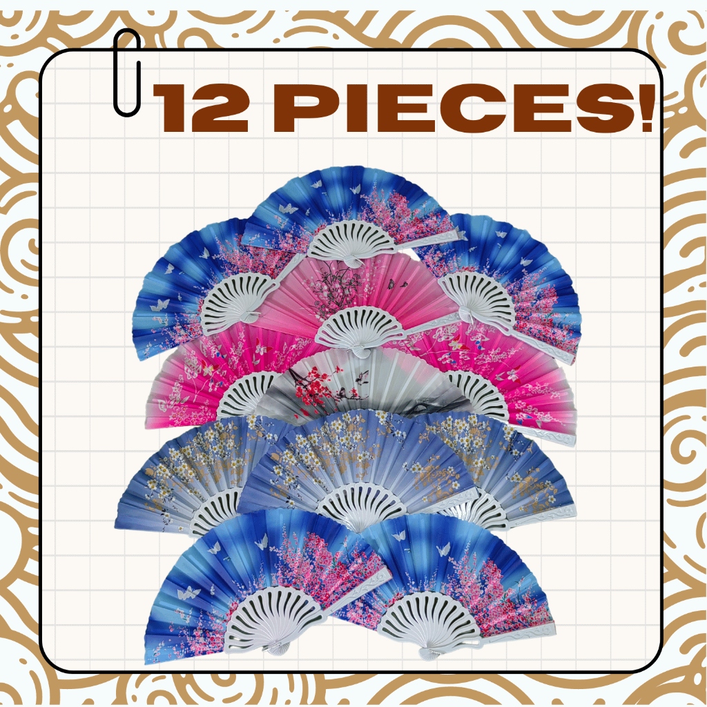 12 PIECES!! Wholesale Pamaypay o Abanico traditional Design Plastic ...