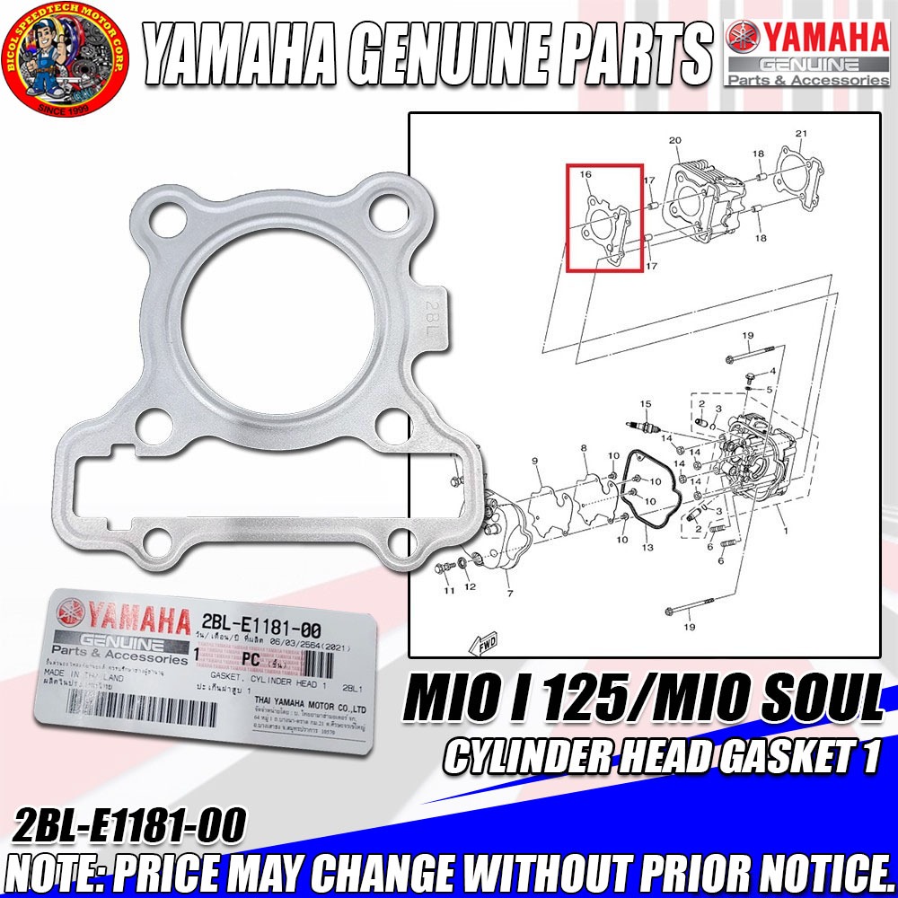 MIO I 125/MIO SOUL CYLINDER HEAD GASKET 1 (YGP) (Genuine: 2BL-E1181-00 ...