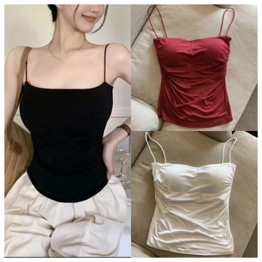 Sexy Spaghetti String Padded Camisole Drape Shoulder Strap Sando spring ...