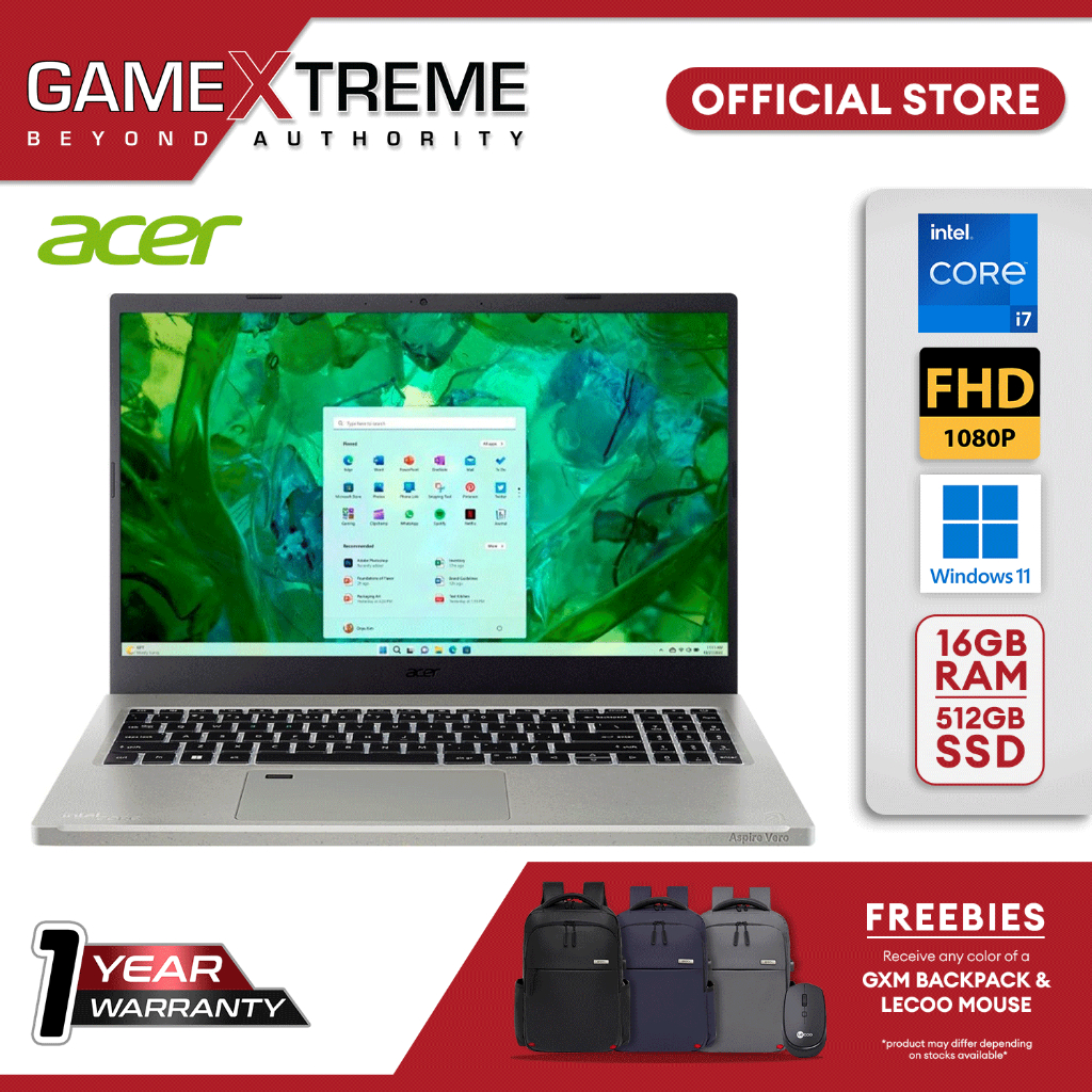 Acer Aspire Vero 15.6" FHD Laptop i7-1355U 16gb/512gb Win11 Cobblestone ...