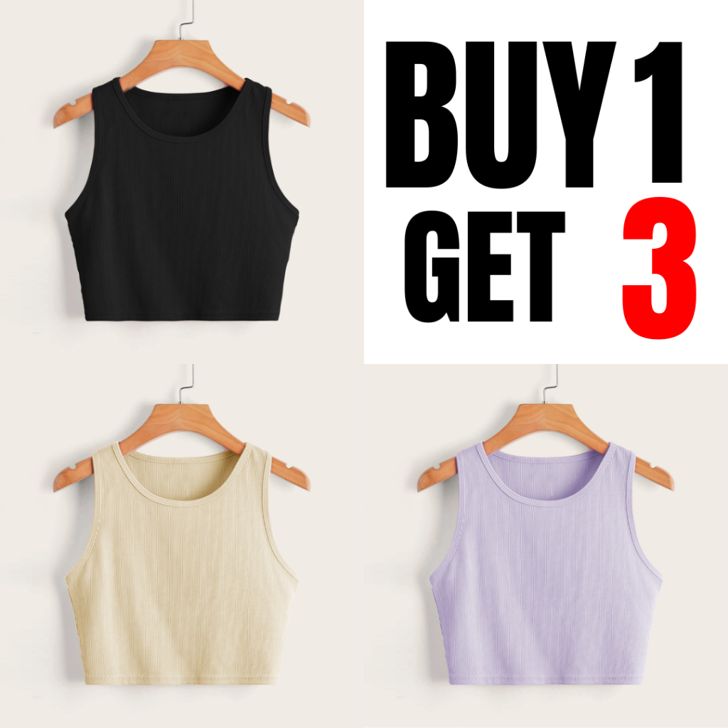 SS BUY 1 GET 3 Zara Fashion Knitted Ribbed crop tops for Women Razer ...