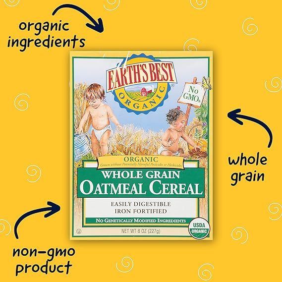 Earth's Best, Organic Whole Grain Oatmeal Cereal, 8 oz (227 g) | Shopee ...