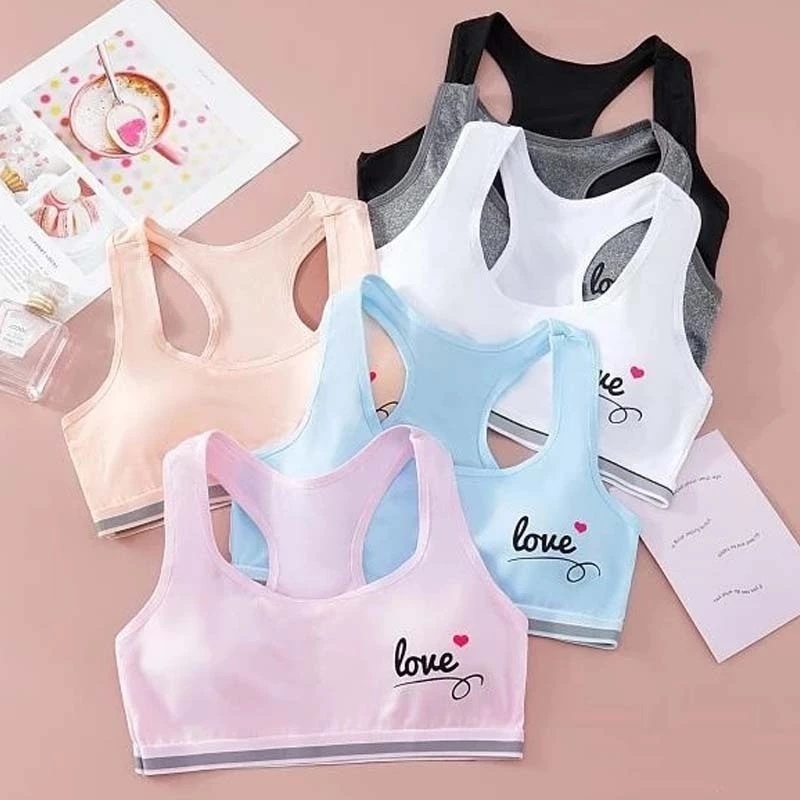 3 Pieces Love Baby Bra Sando Bra Girls Sports Bra with Foam | Shopee ...