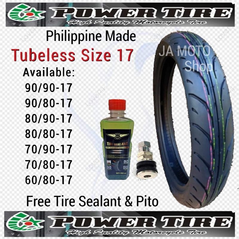 Power Tire, Tubeless Tire Size 17 with Free Sealant & Pito | Shopee ...