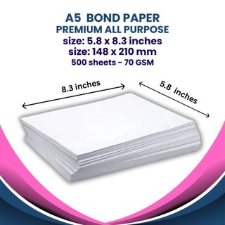70 GSM || A5 Bond Paper || A5 Size || 500 sheets || subs 20 | Shopee ...