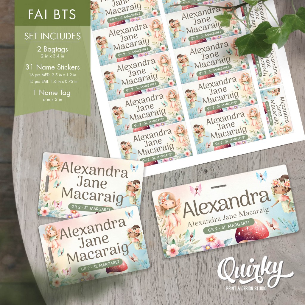 Personalized Back To School Set - Girl Designs - Name Tag, Bag Tag and ...