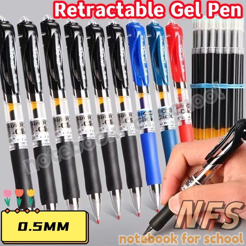 NFS Retractable Gel Pen 0.5mm Neutral Pen 3 Colors Press Ballpoint Pen ...