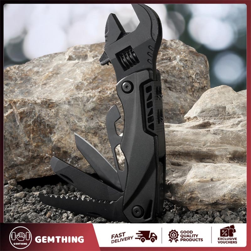 Multi-function wrench Outdoor camping multi-purpose adjustable wrench folding knife saw ...