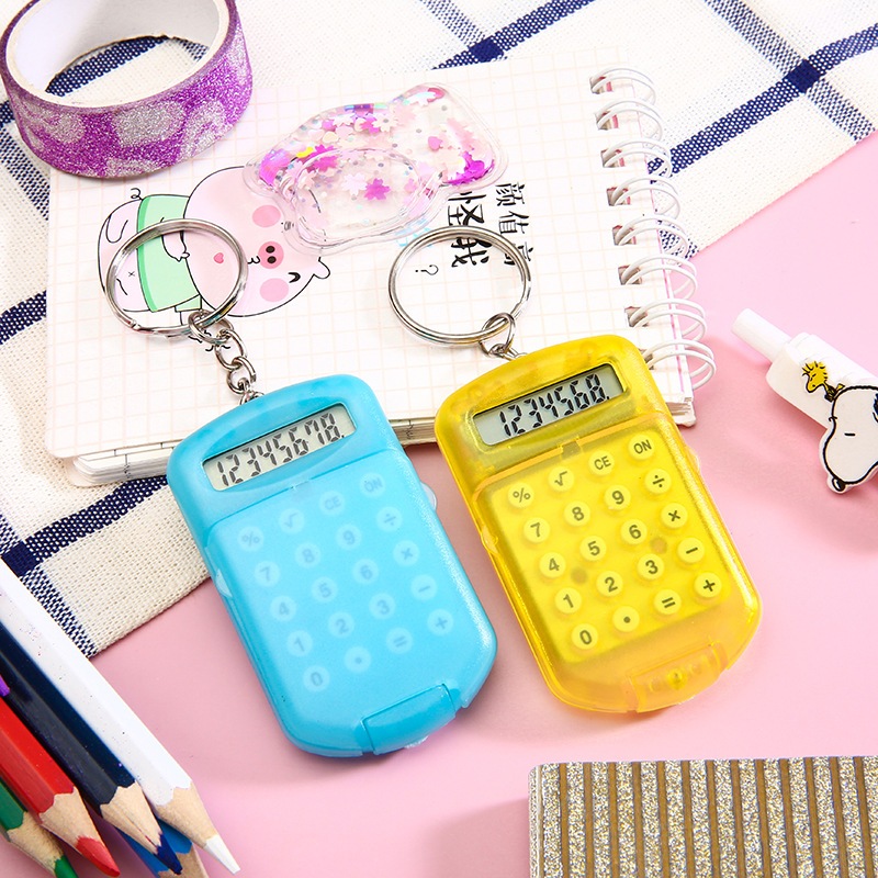Portable Keychain Mini Flip Calculator Hanging Pendant Keychain Pendant ...