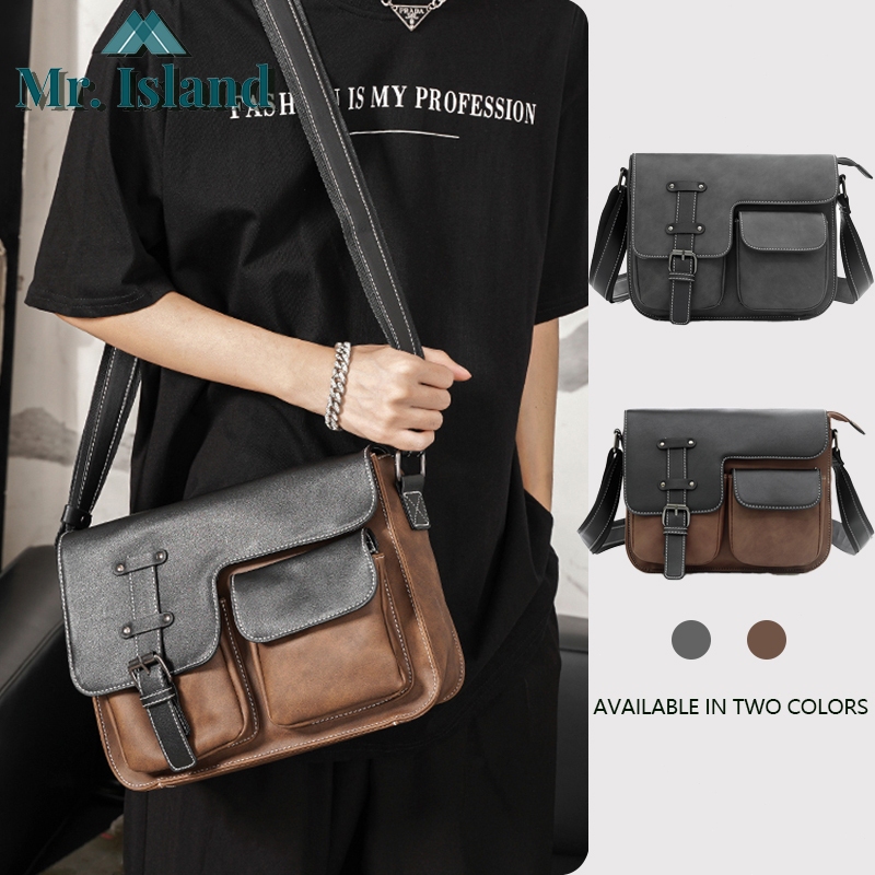Korean leather messenger bag men waterproof Crossbody shoulder bag ...