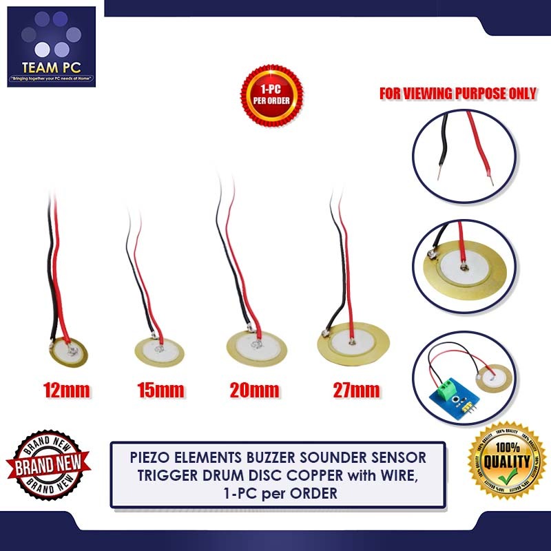 TEAM PC PIEZO ELEMENTS BUZZER SOUNDER SENSOR TRIGGER DRUM DISC COPPER ...