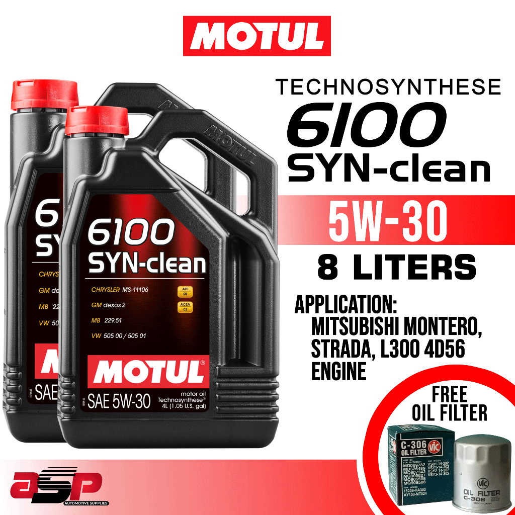 MOTUL 6100 SYN-Clean 5W30 Diesel Oil 8 Liters Bundle for Mitsubishi ...
