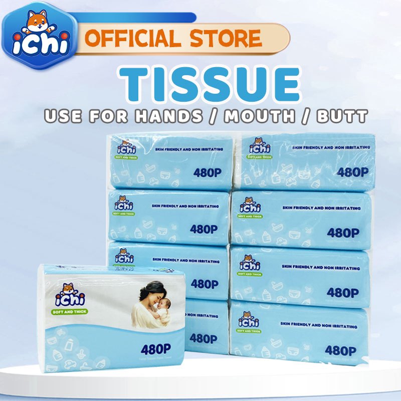 ICHI Organic Facial Tissue Paper 480 sheets Tissue 1pack(8pcs) towel 3 ply ichi wood taste ...