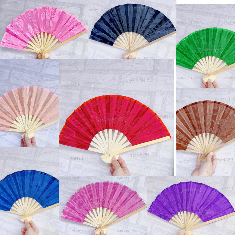 12pcs/pamaypay foldable ☁Chinese plain fan plastic fan | Shopee Philippines