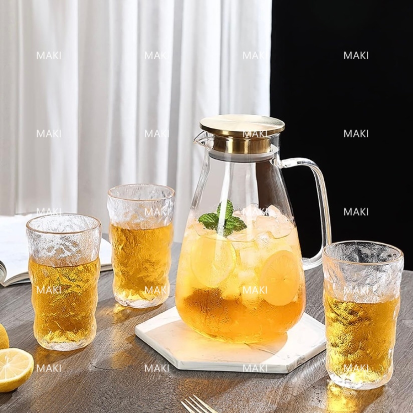 glassware set drinking glass with pitcher and cover water cooler jug ...