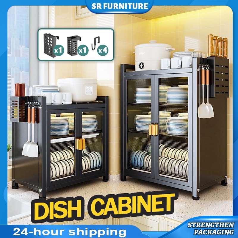 Kitchen Dish Rack Dish Cabinet 2/3-Tier Dish Rack Dish Drainer Dish Organizer Storage Shelf ...