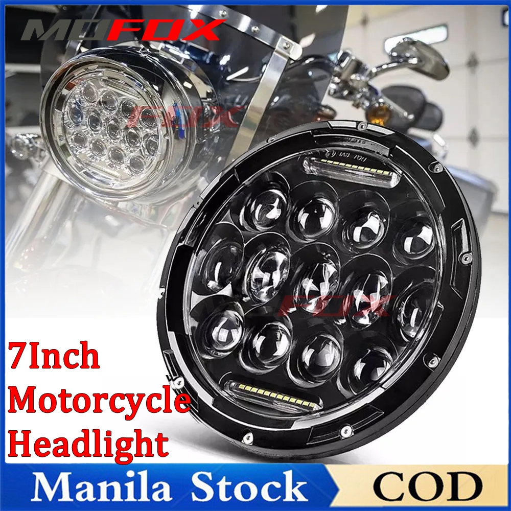 MOFOX F1 7 Inch Round Motorcycle Headlight Hi/Lo Beam Car Jeep Harley ...
