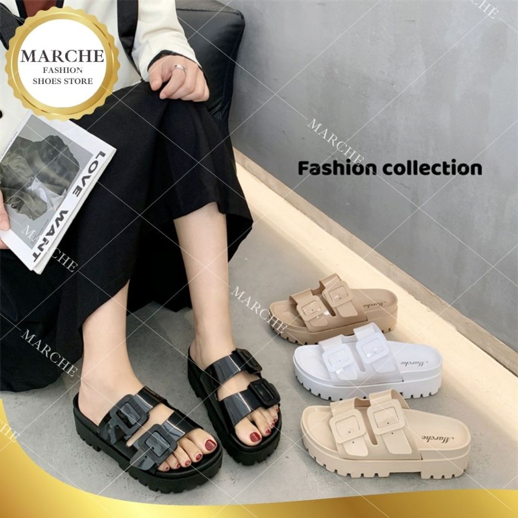Marche 2024 Double Belt Ring Sandals Fashion Thick-Sole 6CM Comfortable ...