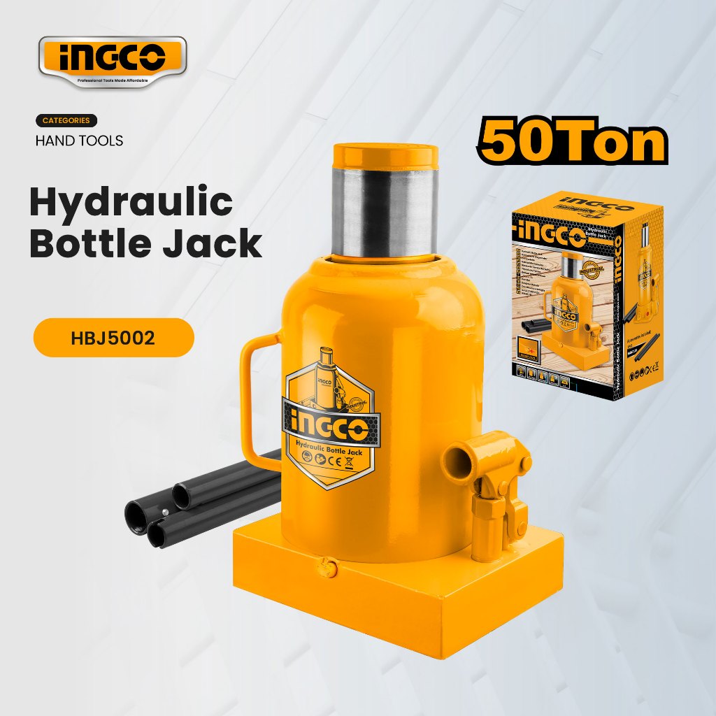 Ingco 50 Tons Industrial Hydraulic Bottle Jack with Safety Valve ...