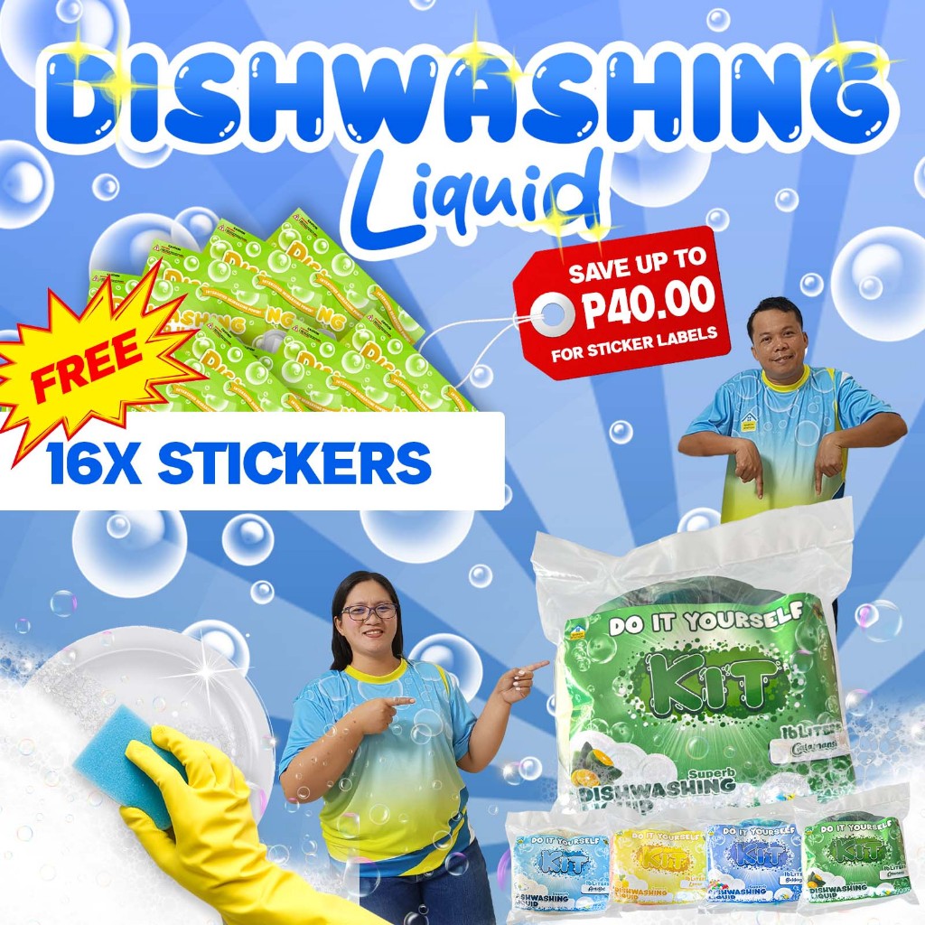 DIY Kit Dishwashing Liquid 16L Yield w/ FREE 16pcs. Stickers | Shopee ...