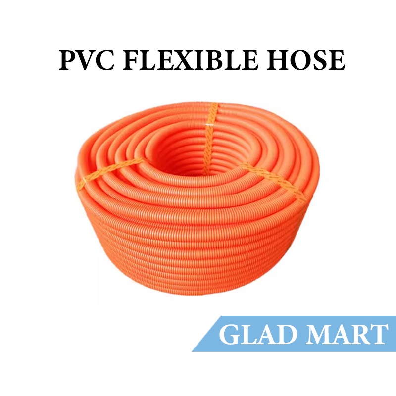 PVC Flexible Hose Orange 50/100m Per Roll Conduit Hose 1/2" 3/4" 1" Electrical Flexible Hose ...