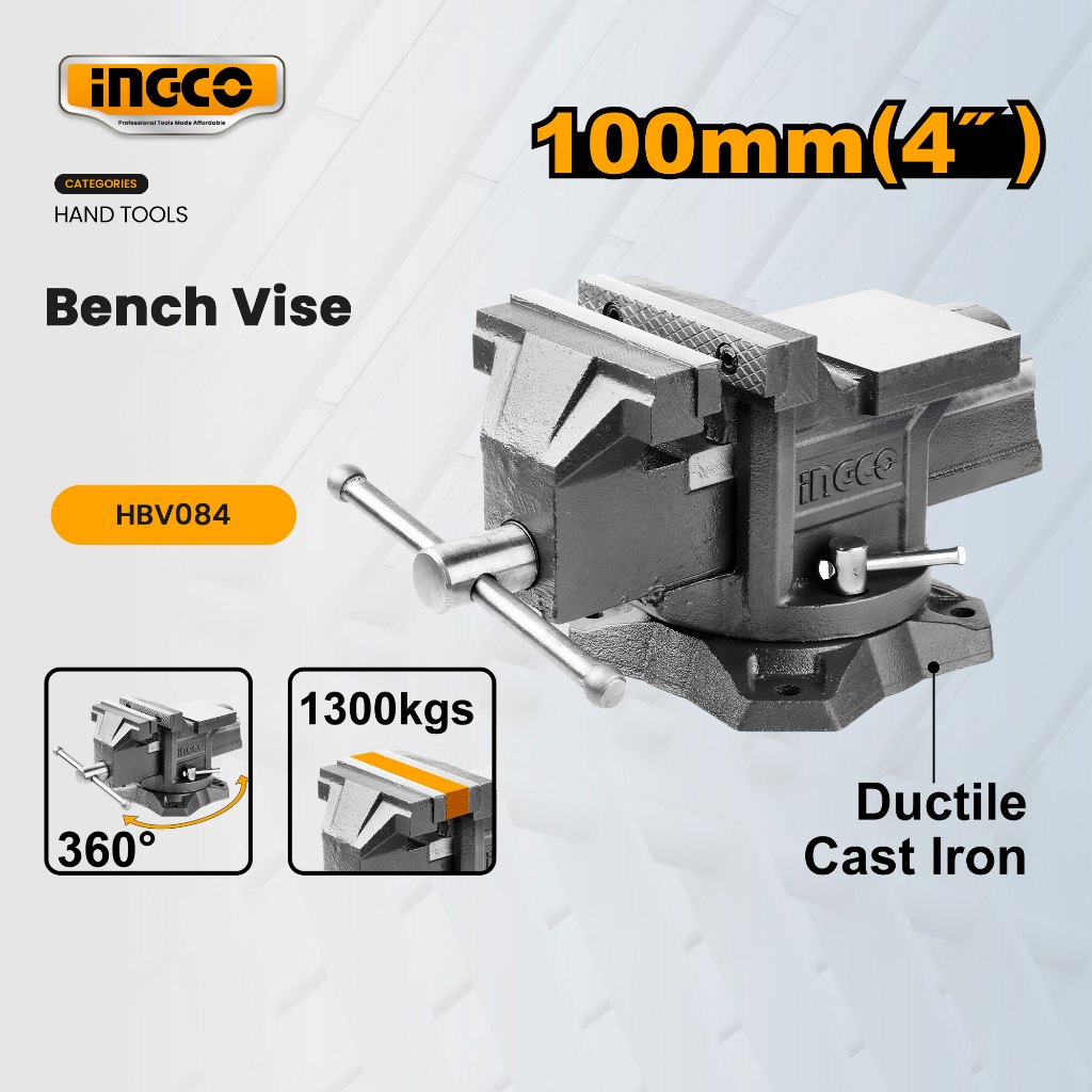 Ingco 4-inch Bench Vise With Anvil Woodworking Gripping Vices HBV084 ...