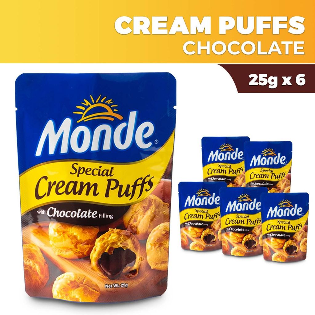 Monde Special Cream Puffs Chocolate 25gx6 | Shopee Philippines