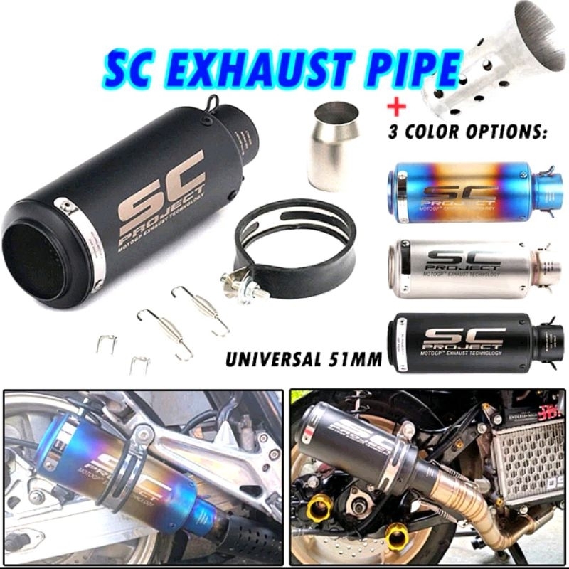 SC Universal 51mm Motorcycle Exhaust Pipe Locomotives Professional ...
