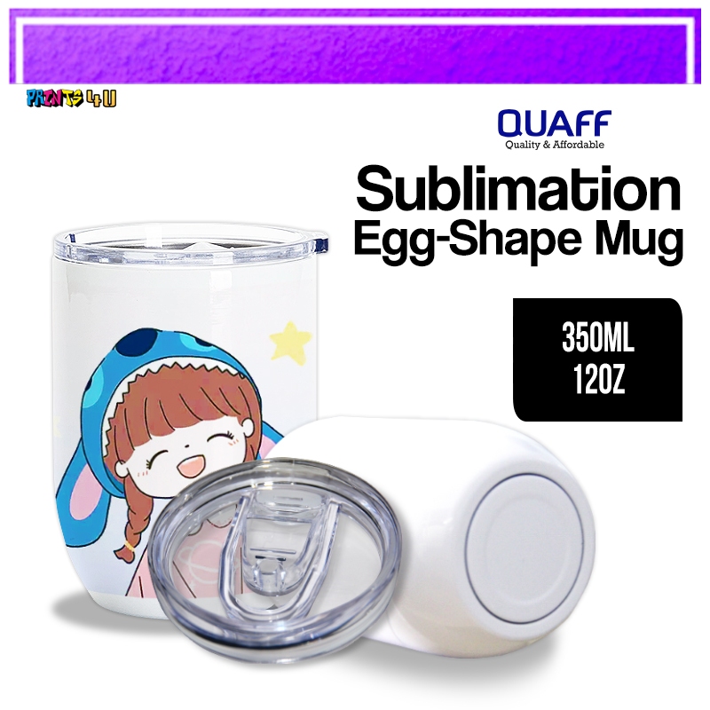 Stainless White Mug Egg Shape Tumbler 12oz Sublimation Egg Mug 350mL ...