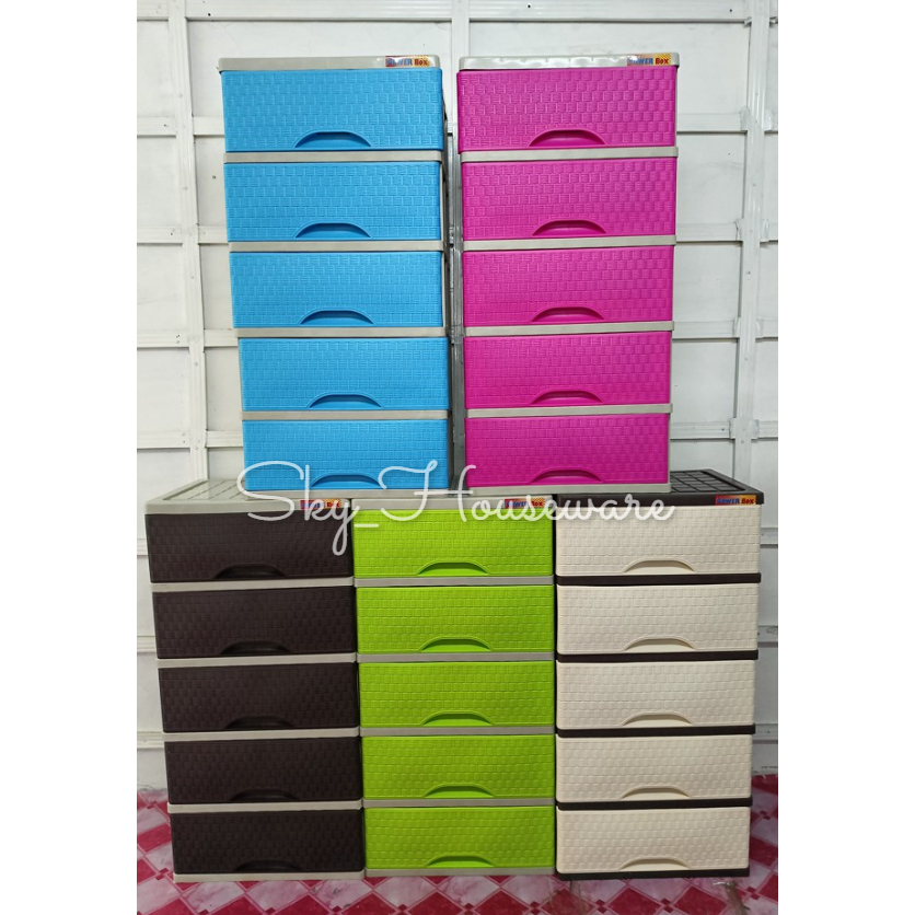 RATTAN UNI-LUCKY DRAWER 5 LAYER POWER BOX RATTAN #298-5L | Shopee ...