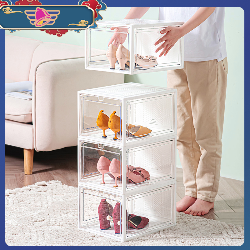 Large shoe rack organizer plastic foldable dustproof drawer box shoe ...
