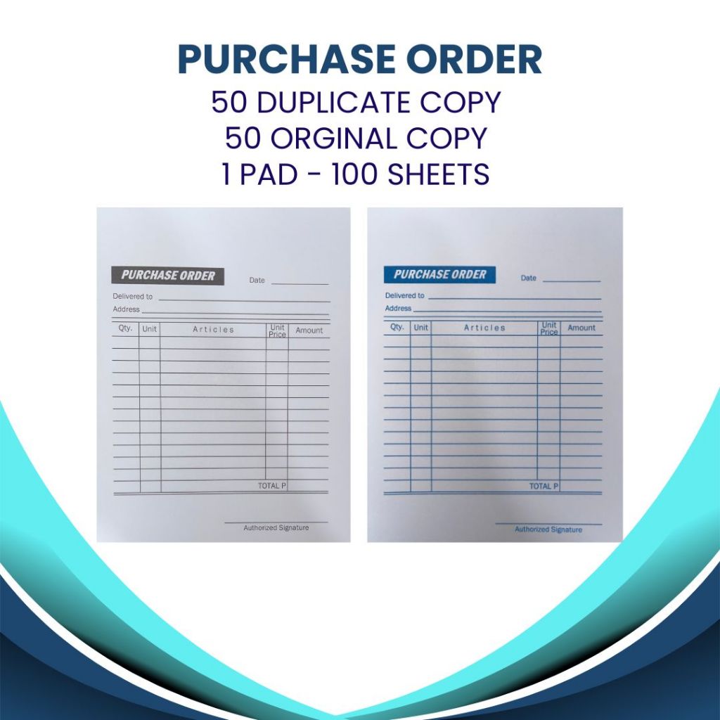 Purchase Order Receipt Pad || 50 orig- 50 duplicate (100 sheets ...