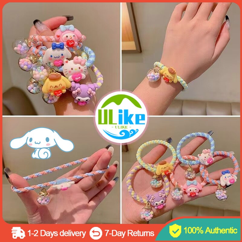 Sanrio Hair Tie Rubber Band with Glass Balls Cute Cartoon Kuromi Head ...