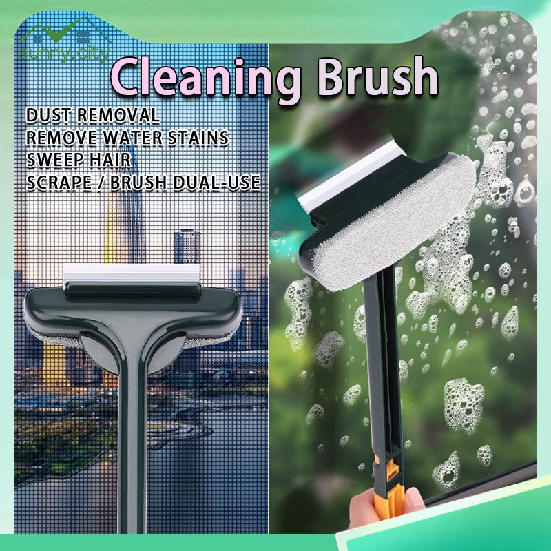 2 In 1 Window Screen Cleaner Brush With Long Handle Double-Sided Glass ...