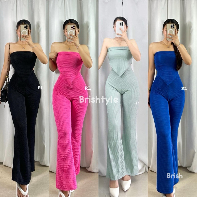 AKISHA Bandana Tube Terno Pants Bark Crepe | Shopee Philippines
