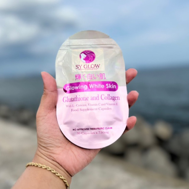 SY GLOW 30 Capsule White Skin Glutathione and Collagen 30x 750mg with ...