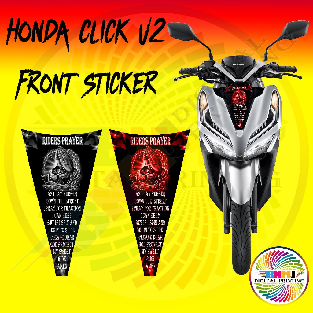 HONDA CLICK 125 V2 FRONT PANEL LAMINATED STICKERS (100% WATERPROOF ...