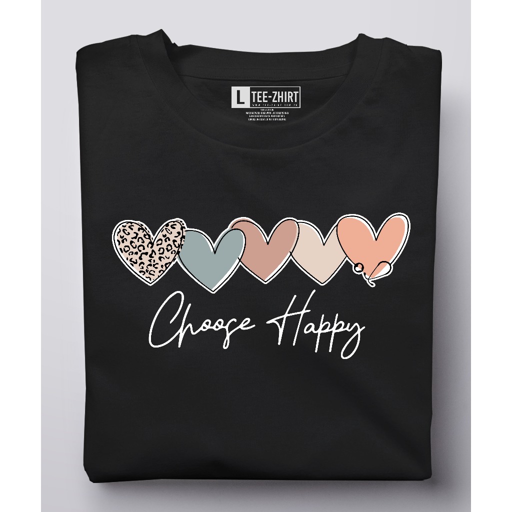 ZAMARA Tee-Zhirt Choose Happy Heart Print Tshirt Unisex for men and ...
