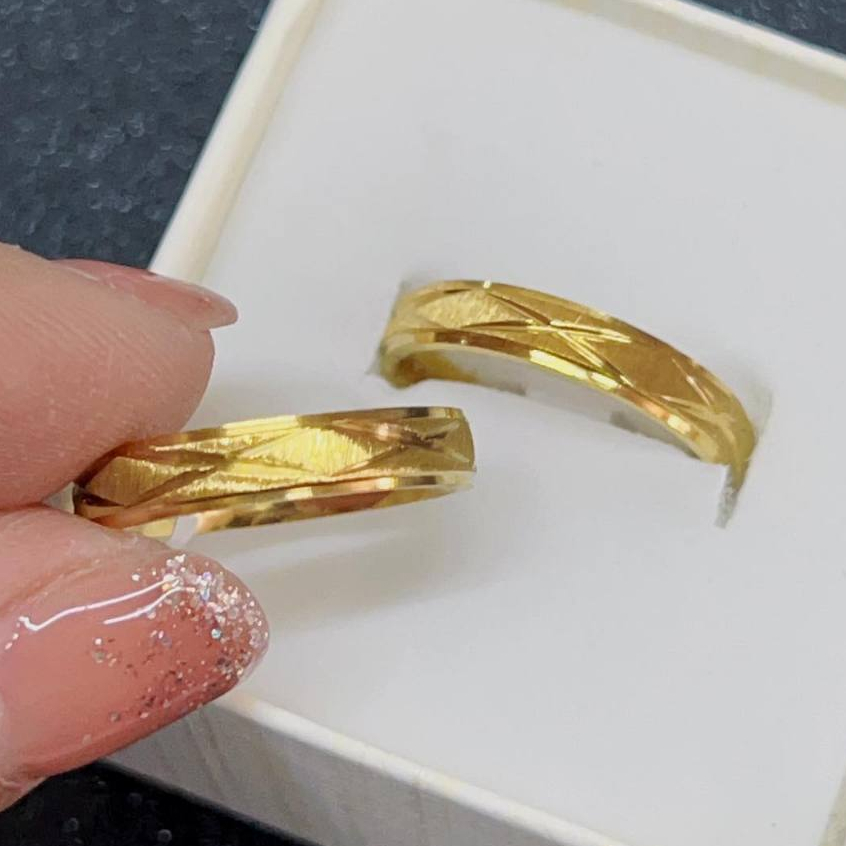 18k Gold Plated Couple Ring Stainless Wedding ring for Couple Sale Ring ...